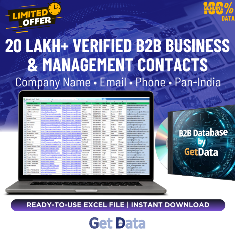 Get 20 Lakhs+ Verified B2B Company Contacts Across India – Download Instantly – Get-Data
